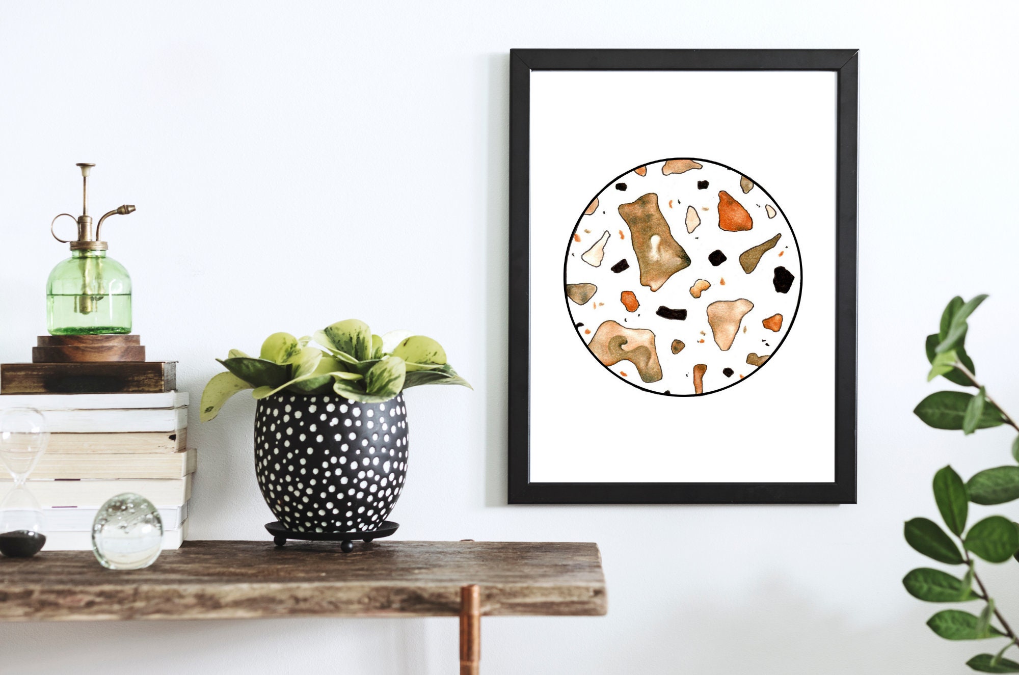 Abstract Terrazzo Circle Art Print, Digital Download, Natural Stone ...