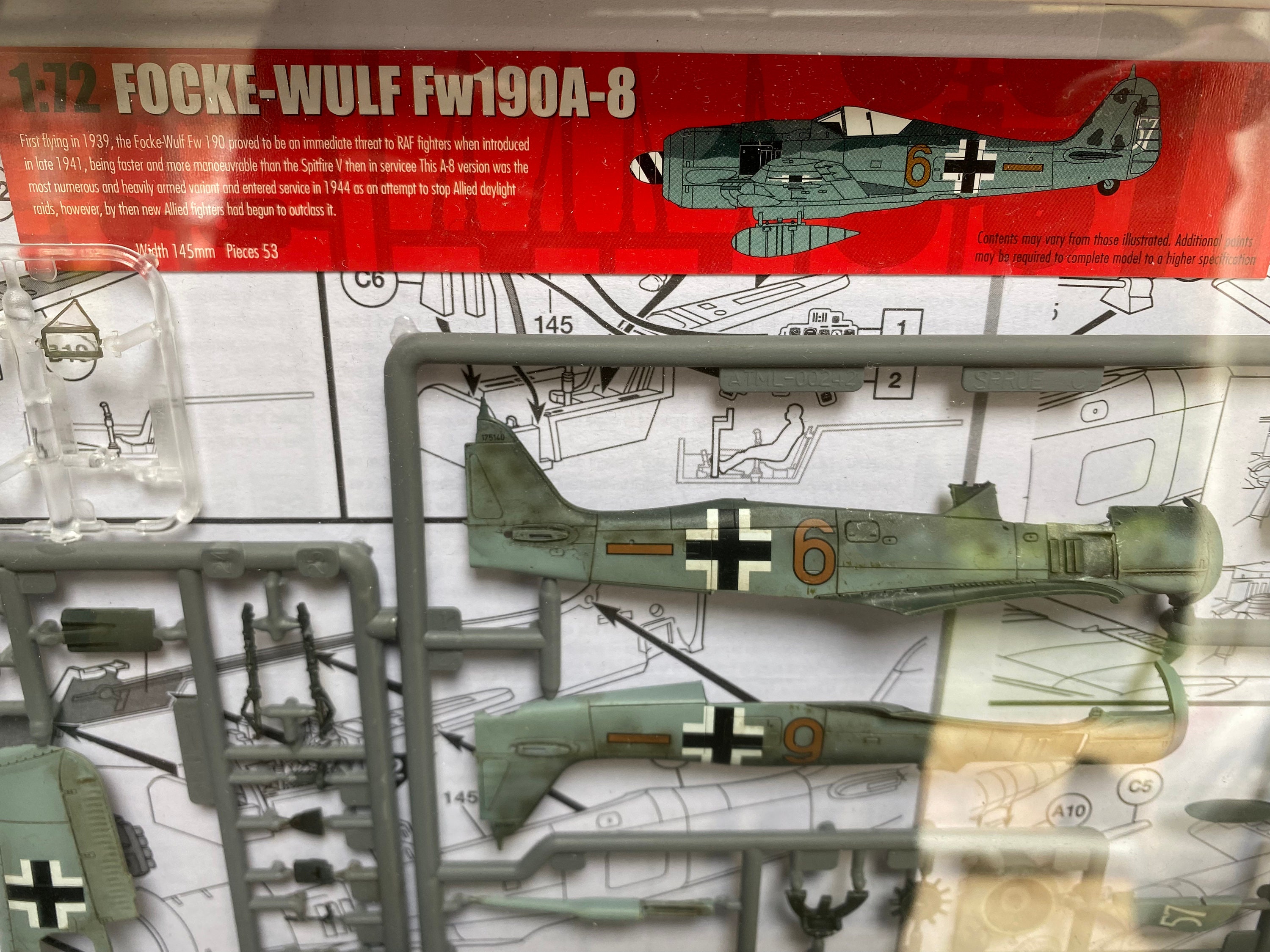 Framed Deconstructed Model Kit, 1/72 Scale Airfix Spitfire, Zero, Me109 ...