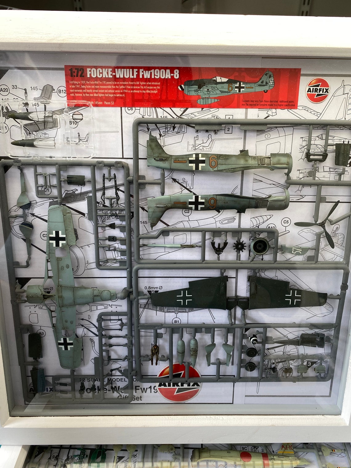 Framed Deconstructed Model Kit, 1/72 Scale Airfix Spitfire, Zero, Me109 ...