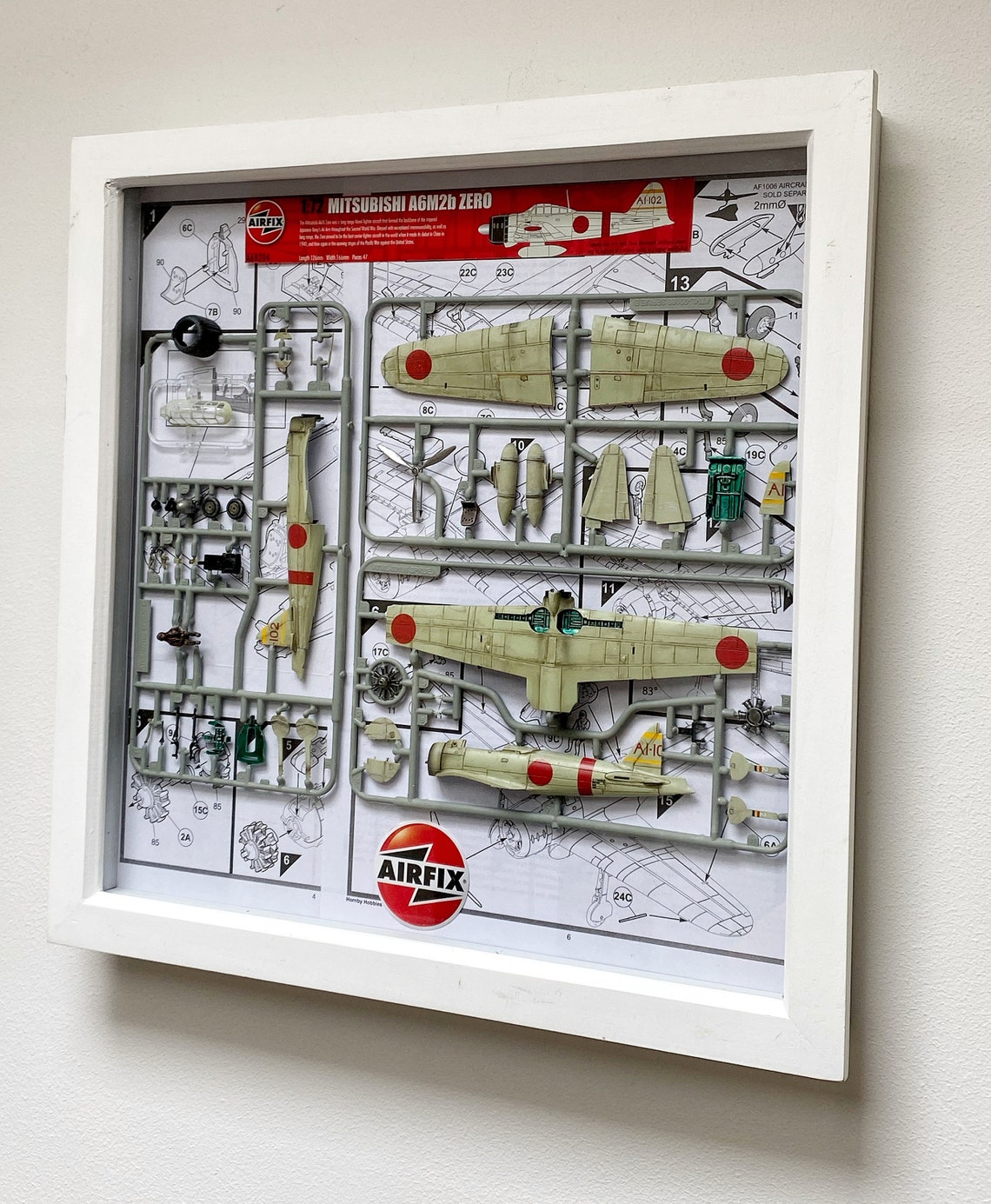 Framed Deconstructed Model Kit, 1/72 Scale Airfix Spitfire, Zero, Me109 ...