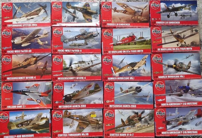 Framed Deconstructed Model Kit, 1/72 Scale Airfix Spitfire, Zero, Me109 ...