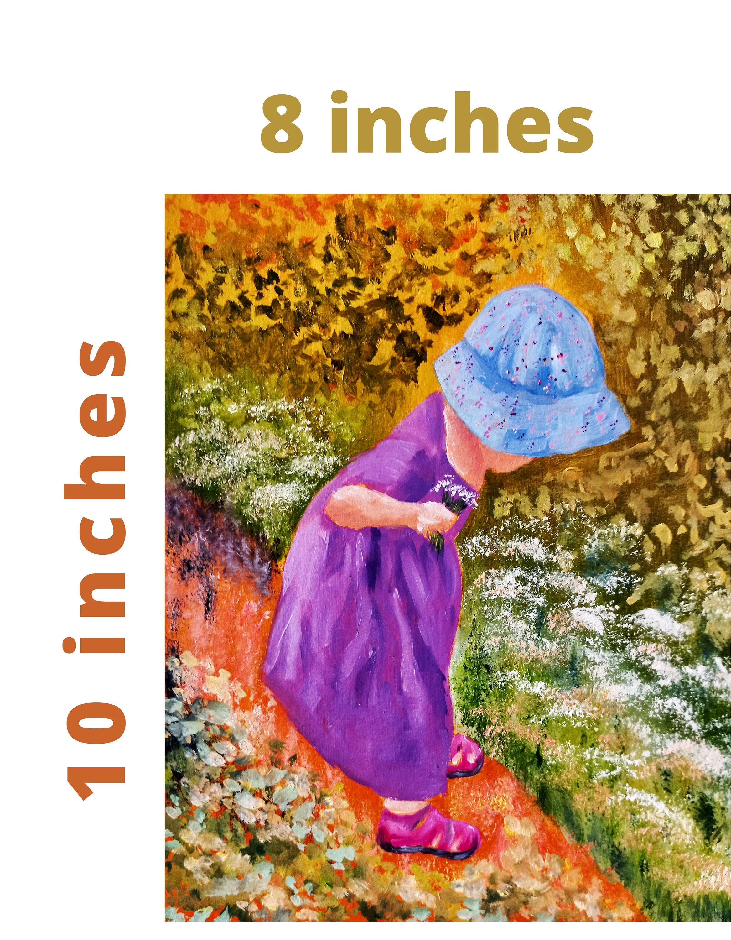 Little Girl Painting Nursery Original Art Flower Oil Painting 10 by 8 ...