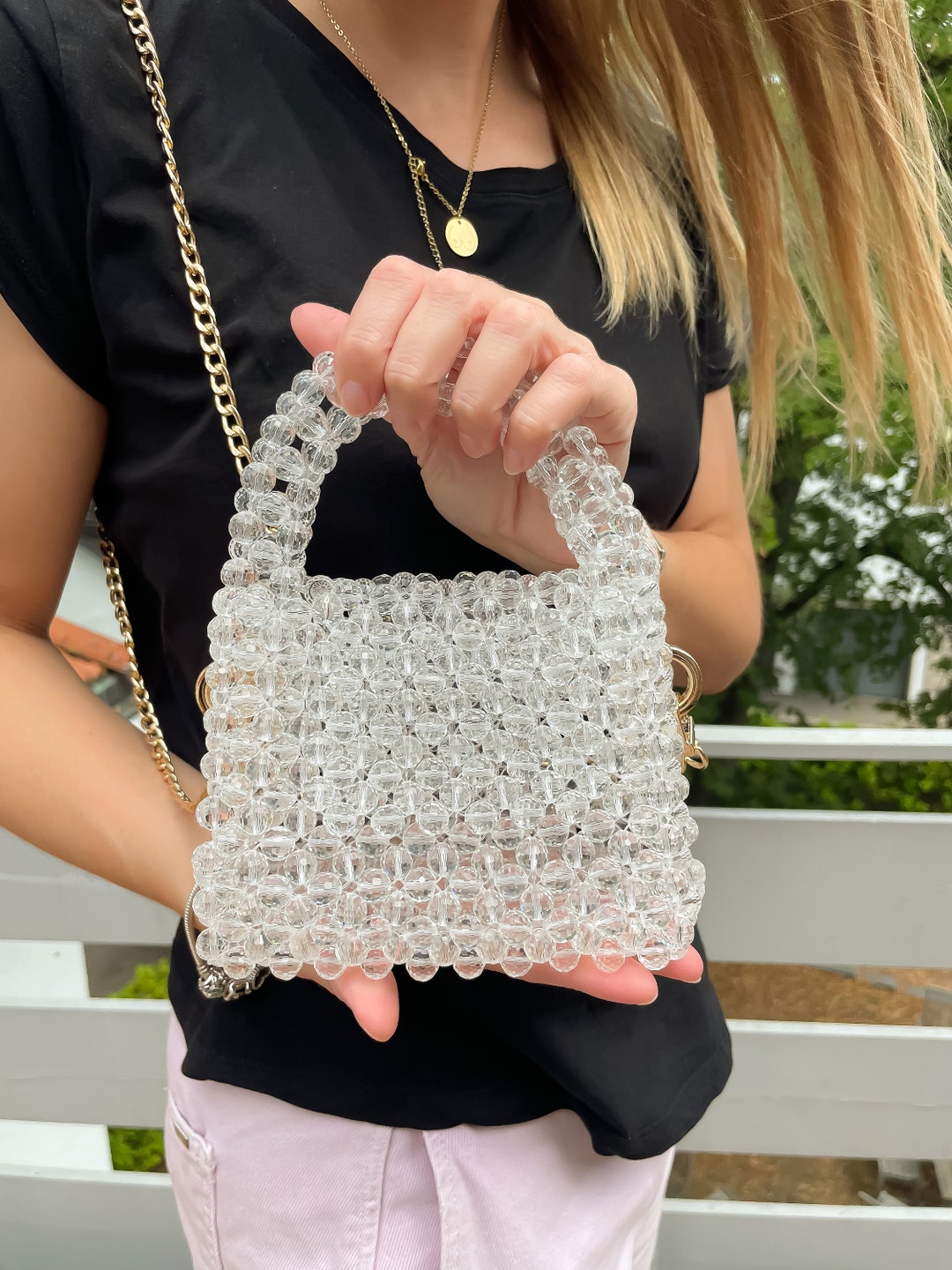 Handmade Pearl Bag SPEKTOR, Handbag Made of Glass Beads, Bead Bag ...