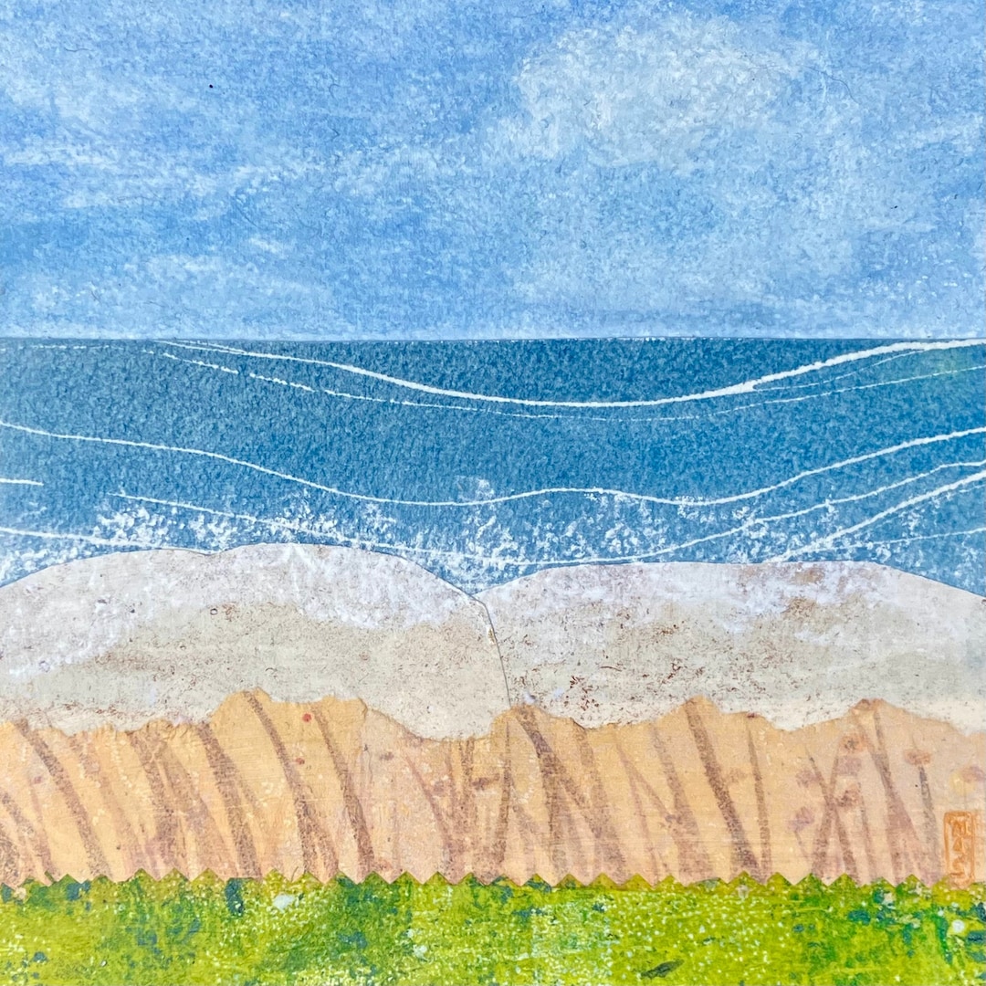 Original Coastal Painting, Seascape, Beach Collage, Art Gift - Etsy