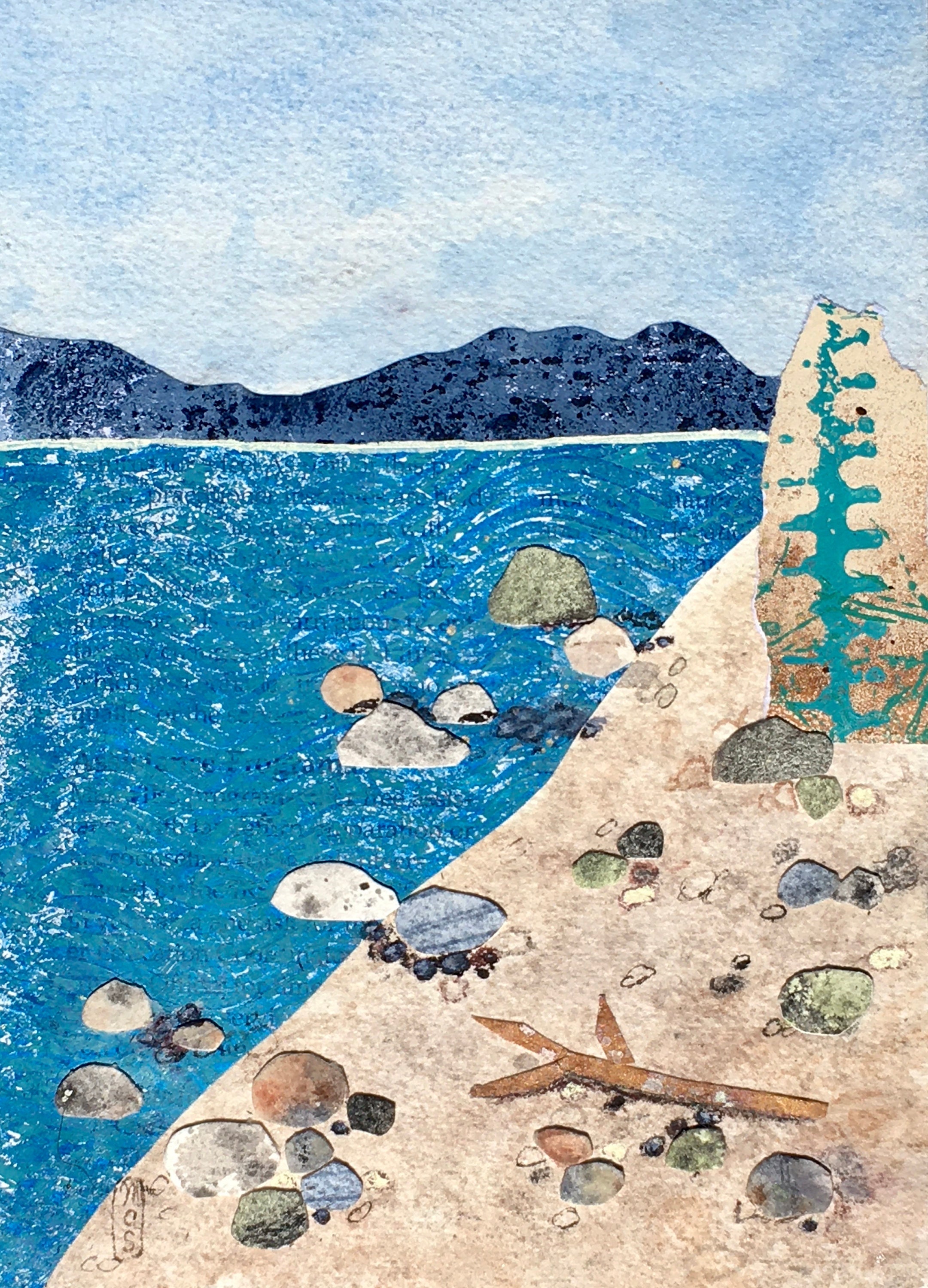 Abstract Seascape, Modern Coastal Art, San Juan Islands Artwork, Island ...