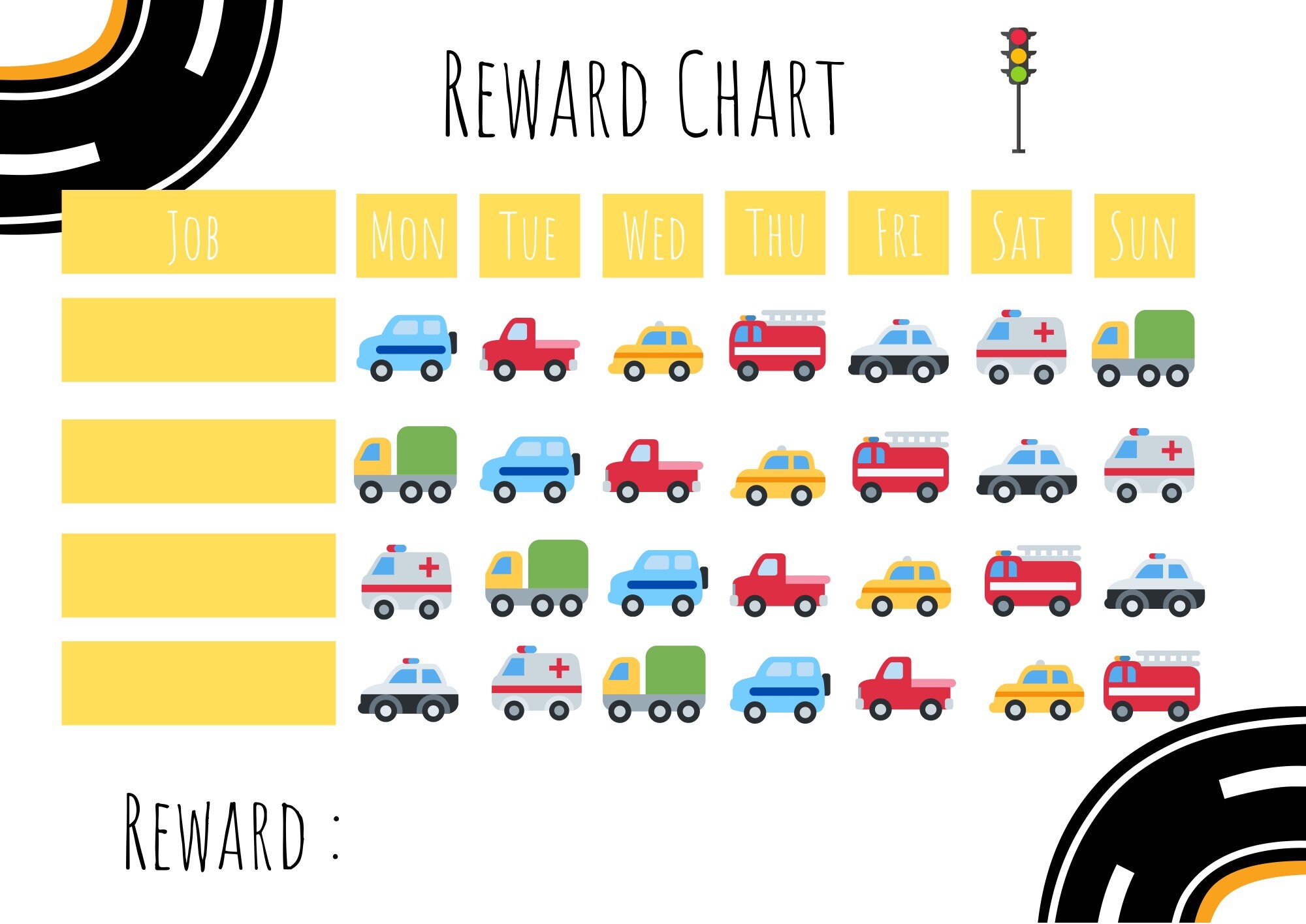 Weekly Reward Chart Instant Download For at Home Printing / | Etsy