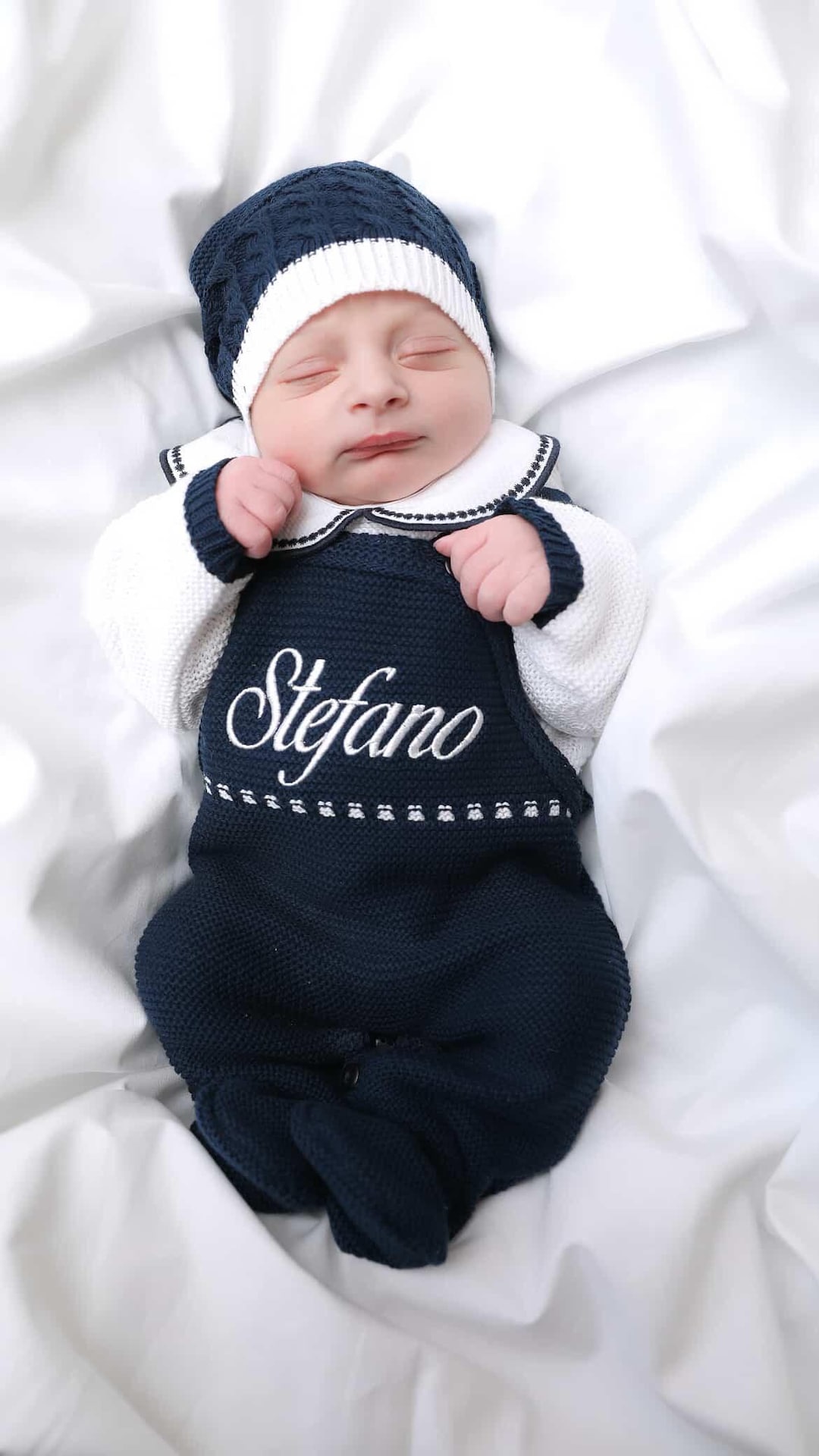 Personalized Newborn Knit Outfit With Hat – Baby Take Home Set ...