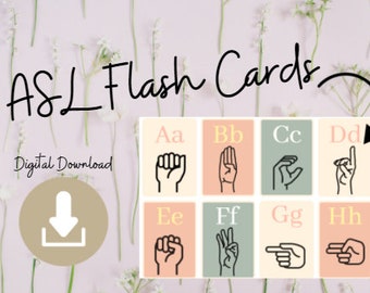 American Sign Language Alphabet Flash Cards Poster Chart Printable Pdf ...