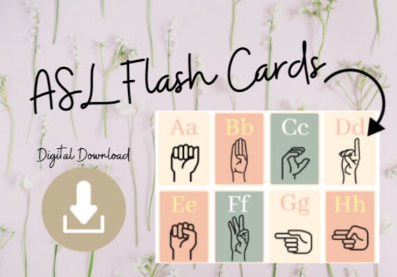 ASL DIGITAL DOWNLOAD Printable Alphabet Flash Cards Pdf - Etsy Australia