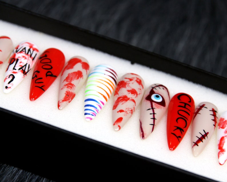 Bloody Chucky Halloween Press on Nails Glue on Nails - Etsy