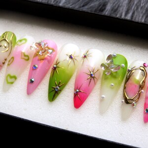 Elegant Spring Nails | Fairy Style Press on Nails | Stiletto Nails ...