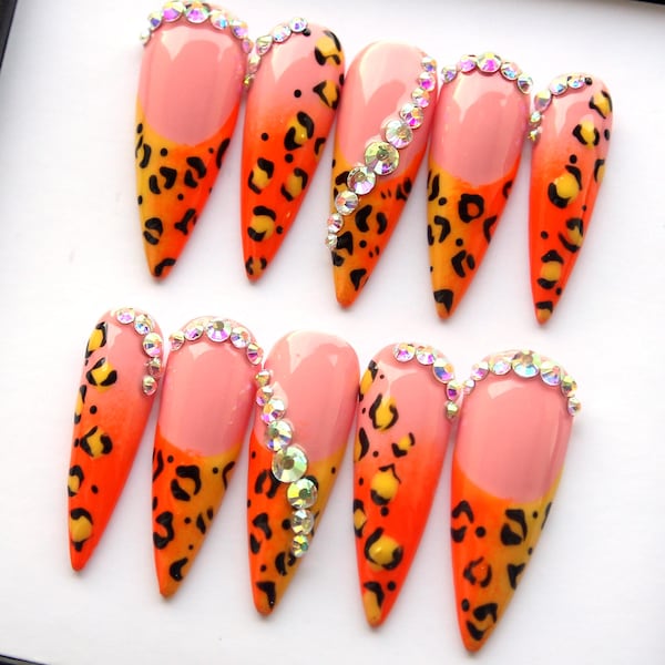 Leopard Orange Nail - Etsy