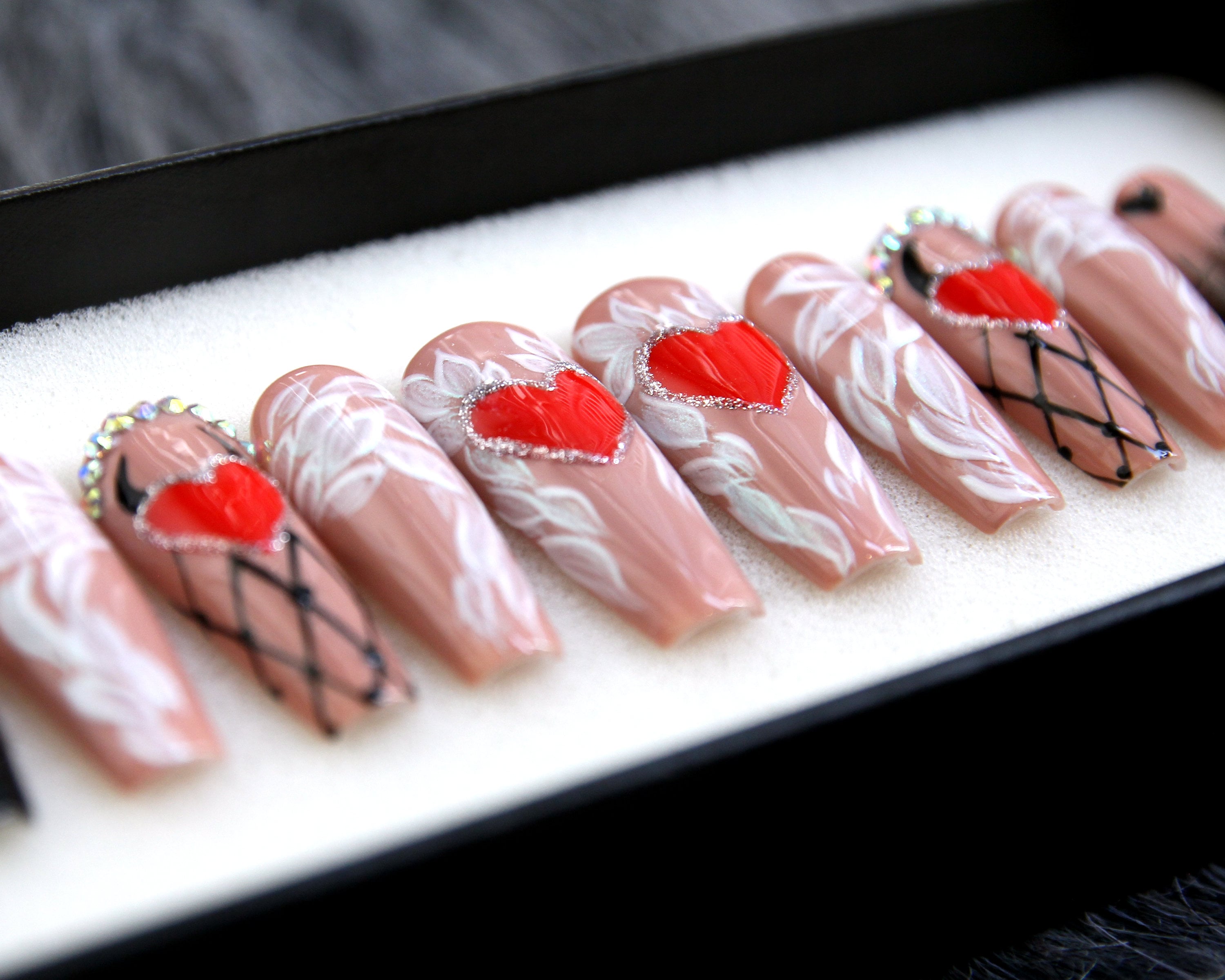 Angel Wings Press on Nails Beige Luxury Glue on Nails - Etsy