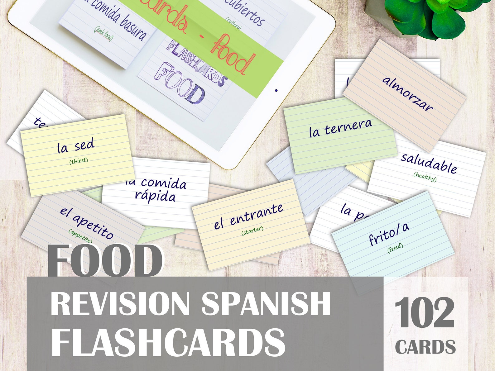 Food Spanish Revision Flashcards Printable Flashcards - Etsy España