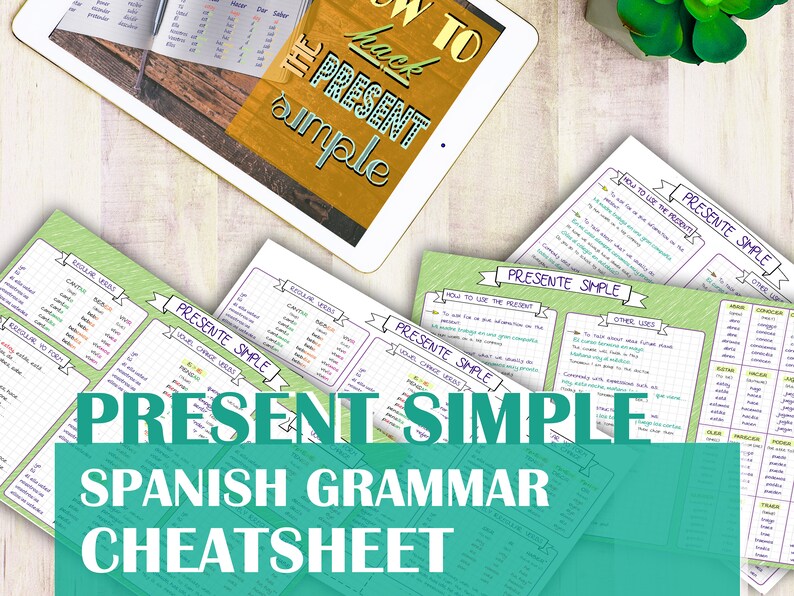 Present Simple Spanish Grammar Cheatsheet | Printable Cheatsheet ...