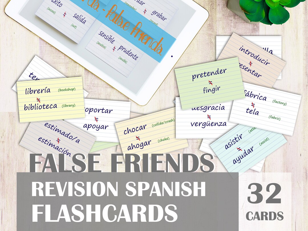 Falsche Freunde Spanisch-Revisions-Lernkarten Druckbare Karteikarten ...