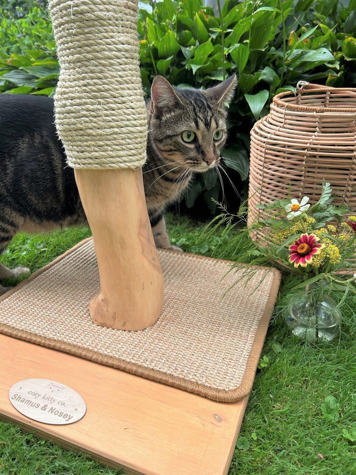 Hardwood Sisal Custom Cat Scratching Post - Warm Catpuccino Tan Base ...