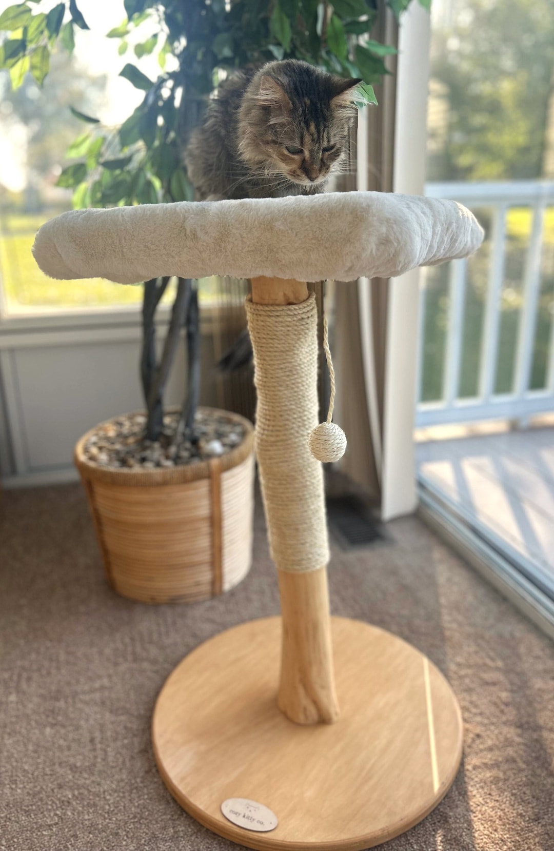 Natural, Handmade Custom Name Sisal Cat Scratching Post Condo With Fur ...