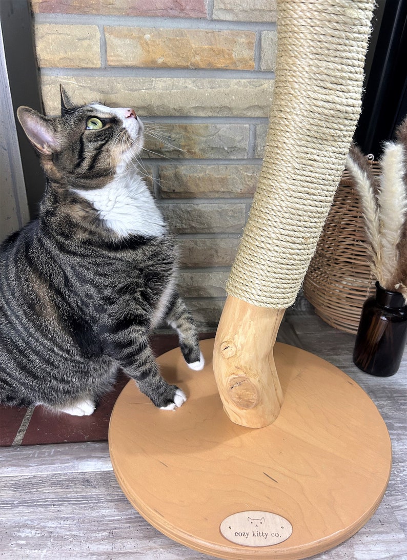 Hardwood Sisal Custom Cat Scratching Post Warm Catpuccino Tan Base - Etsy