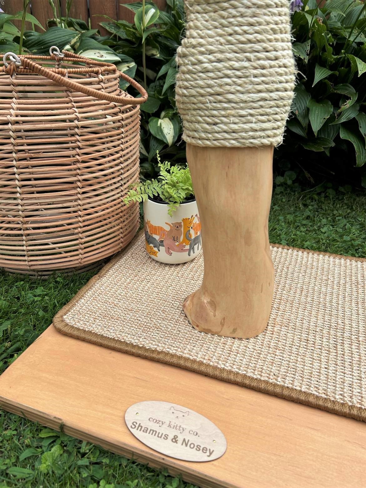 Hardwood Sisal Custom Cat Scratching Post - Warm Catpuccino Tan Base ...