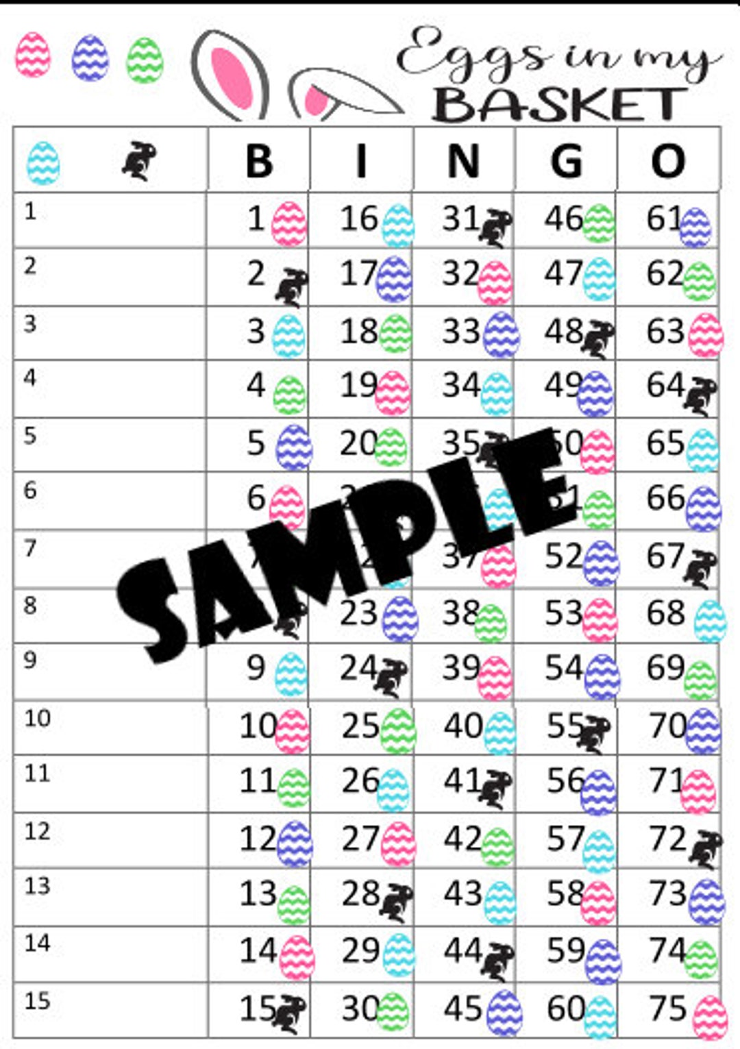 Eggs in My Basket Printable Bingo - Etsy