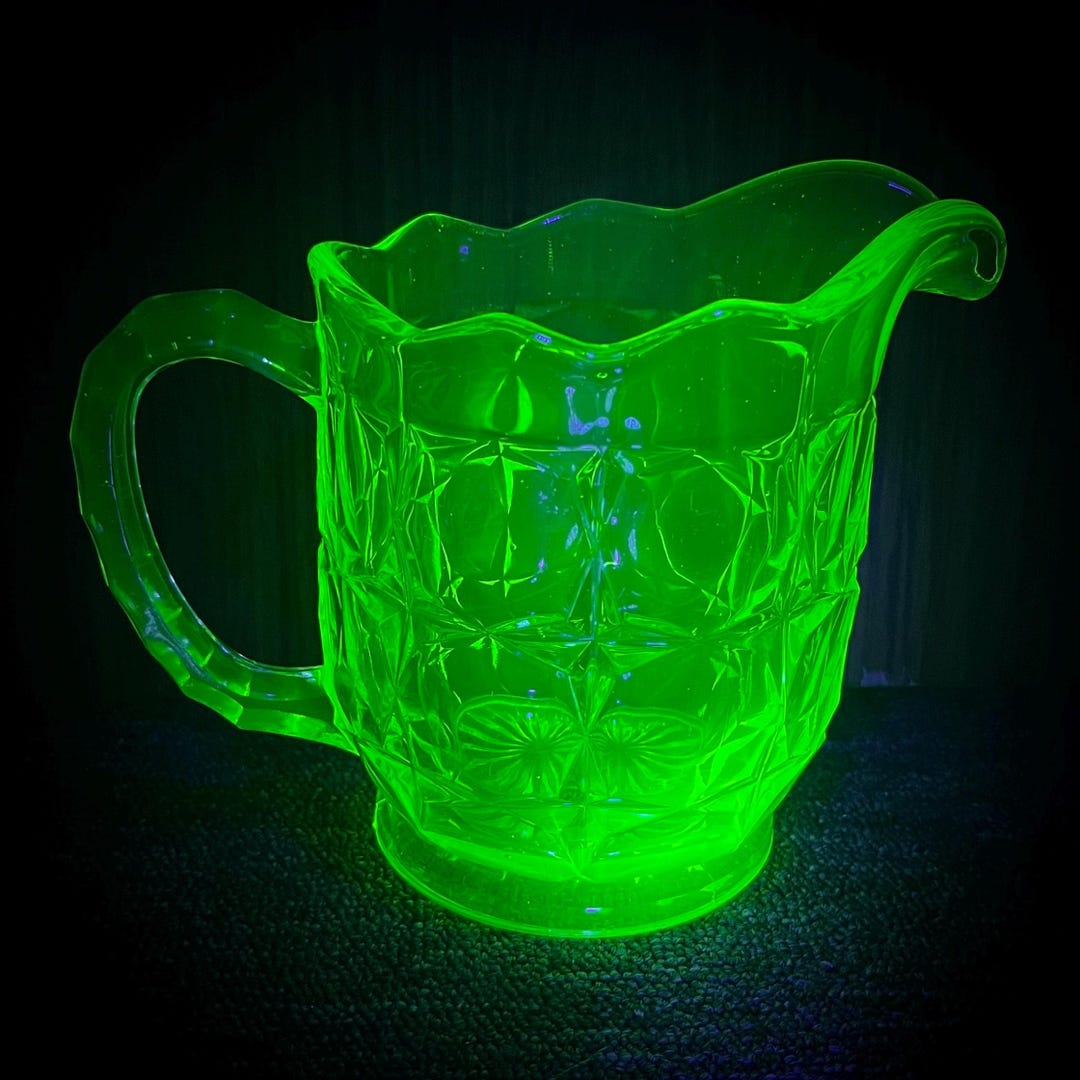 Vintage 1930’s - 1940’s Art Deco Sowerby Uranium Green Glass Pitcher ...