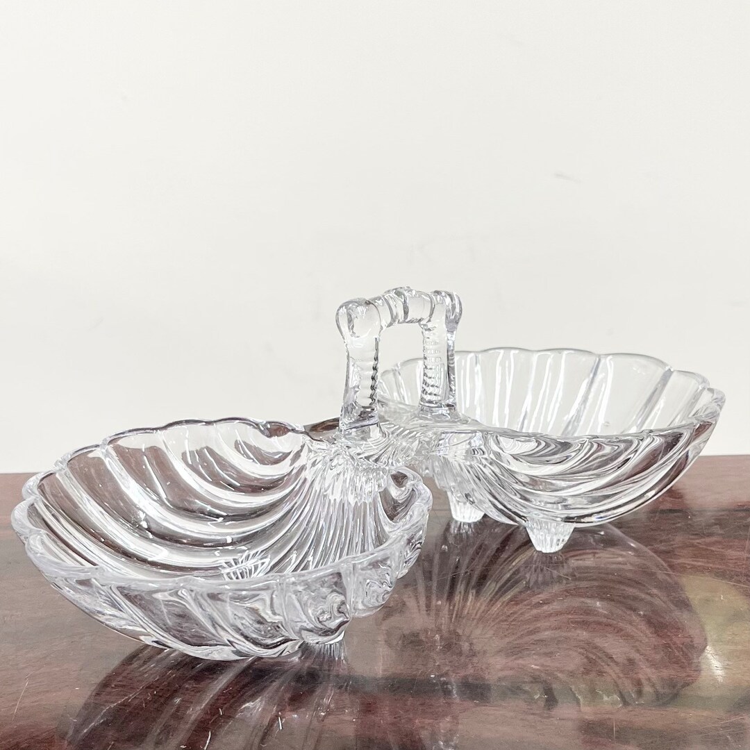 Antique Victorian Clear Glass Double Scallop Oyster Shell Dish for ...