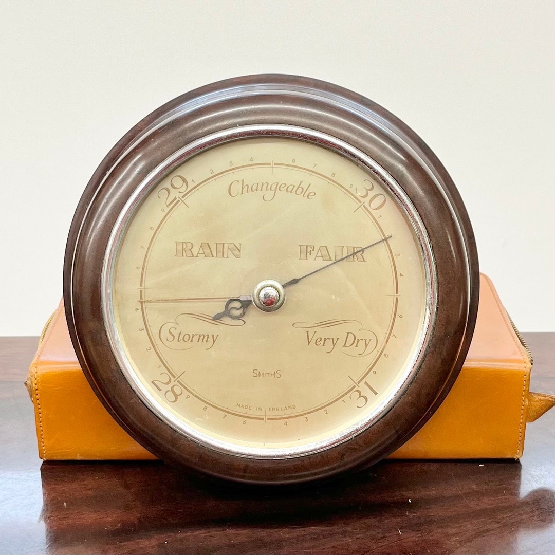 Vintage Brown Smiths Bakelite Barometer Made in England Round Wall ...