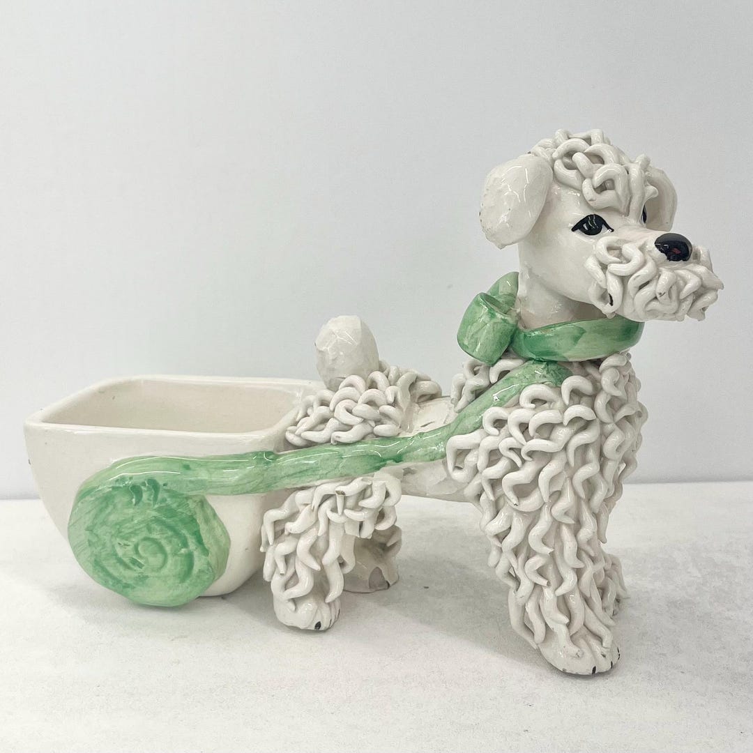 Vintage Italian Pottery Spaghetti Dog Poodle Planter Hand Painted and ...