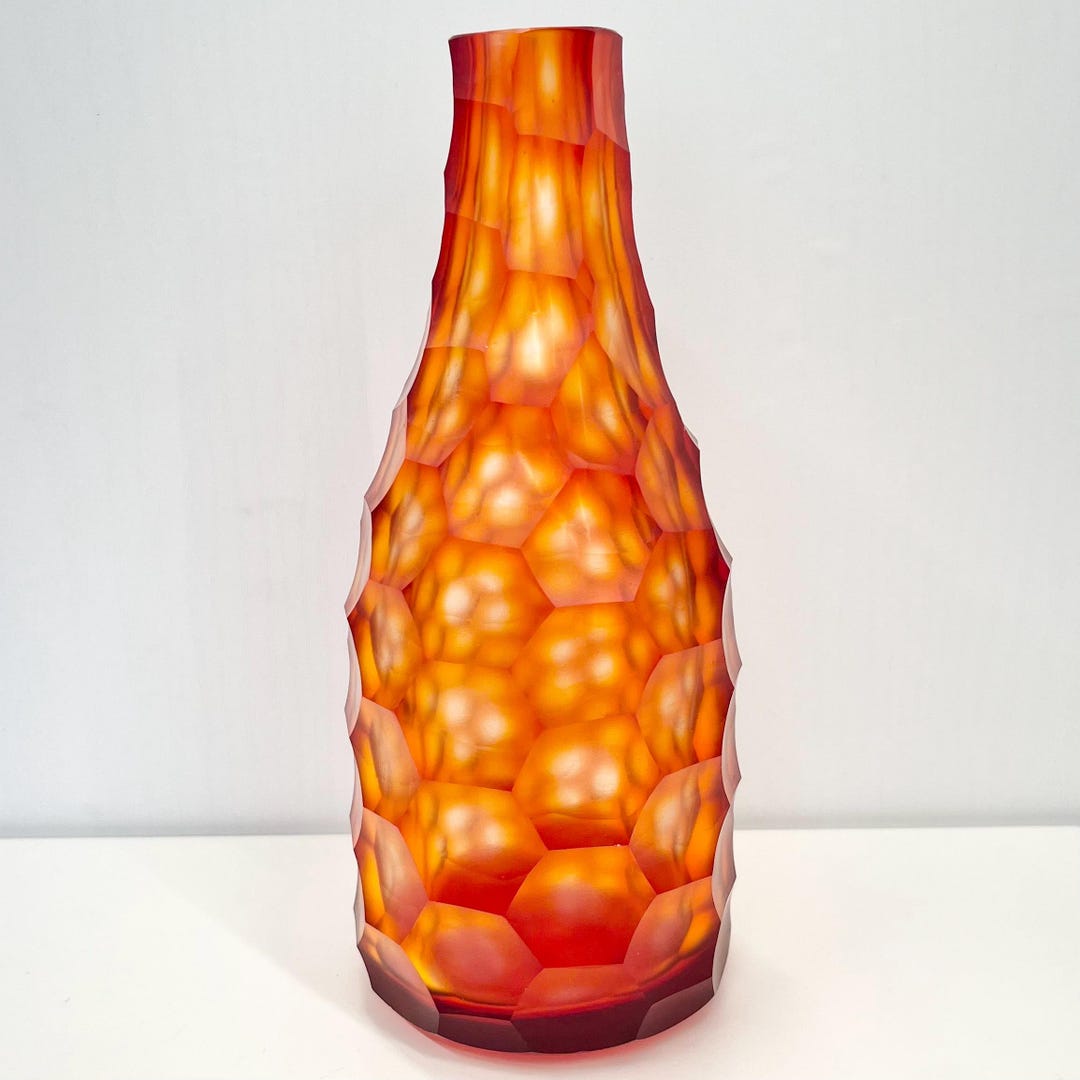 Rare Vintage Handblown Orange / Amber Murano Battuto Bottle Vase ...