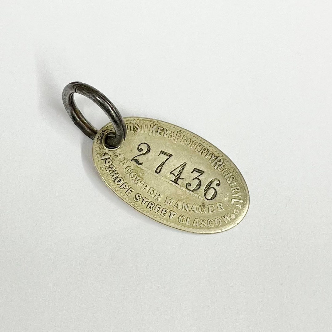 Vintage Metal Insurance Key Ring Tag British Key & Registry Ltd 5 ...