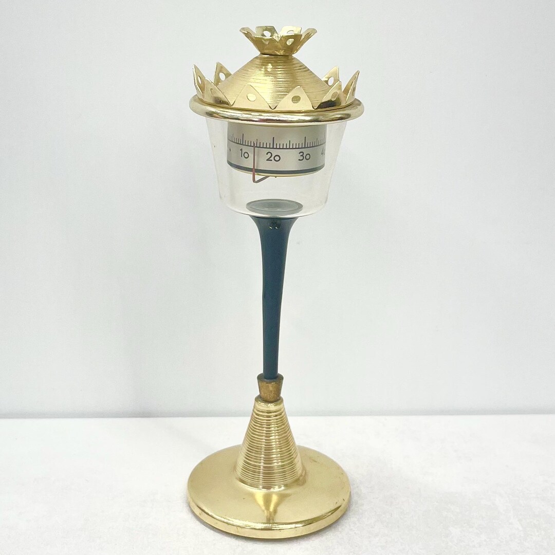 Vintage 1950’s 1960’s Lampost Style Celsius Thermometer Gold Tone Retro ...