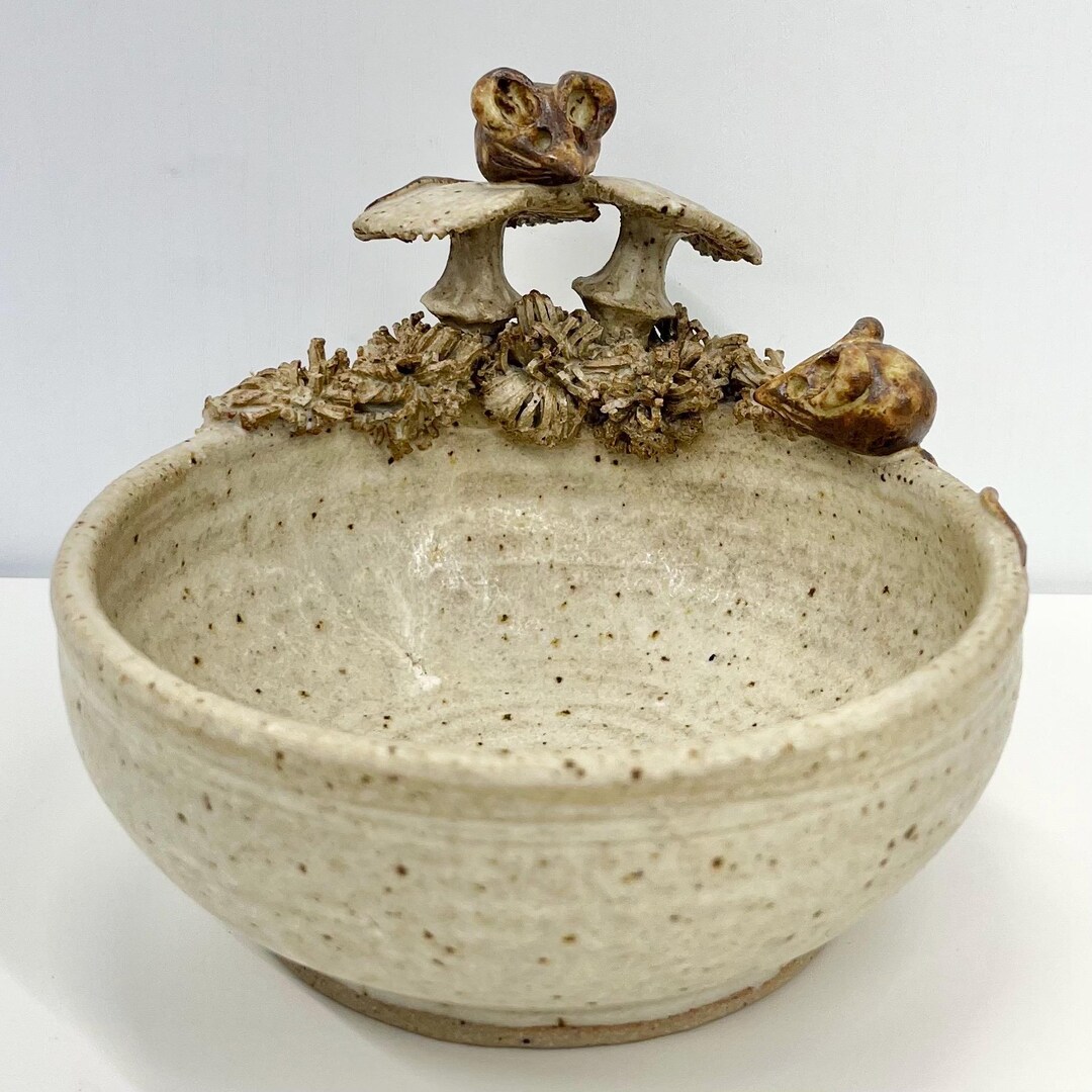 Studio Pottery Planter / Bowl Dish With Mice Mouse Toadstall Details ...