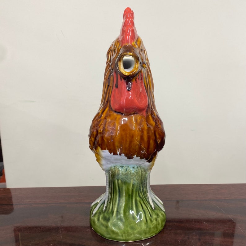 Vintage Majolica Chicken Rooster Drip Glazed Jug Pitcher - Etsy