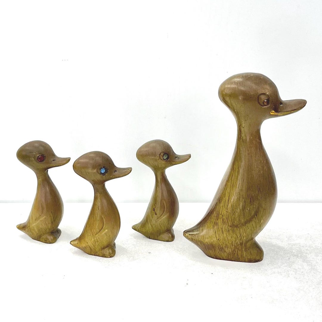 Set of Four Vintage 1960’s 1970’s Wooden Effect Ducks Mother & Three ...