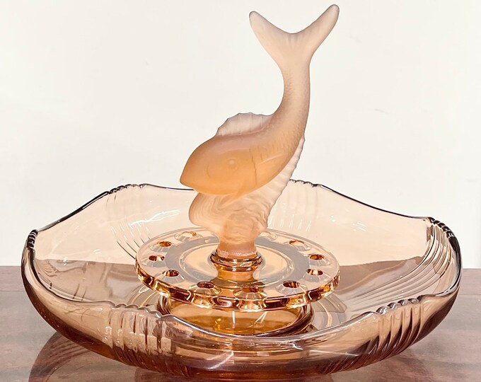 Stunning Art Deco 1930’s Josef Inwald Peach / Pink Pressed Glass Fish ...