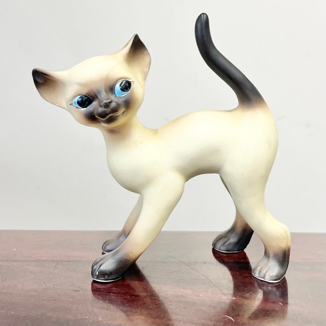Vintage Smiling Faced Siamese Cat Figure Figurine Ornament Super 1960’s ...