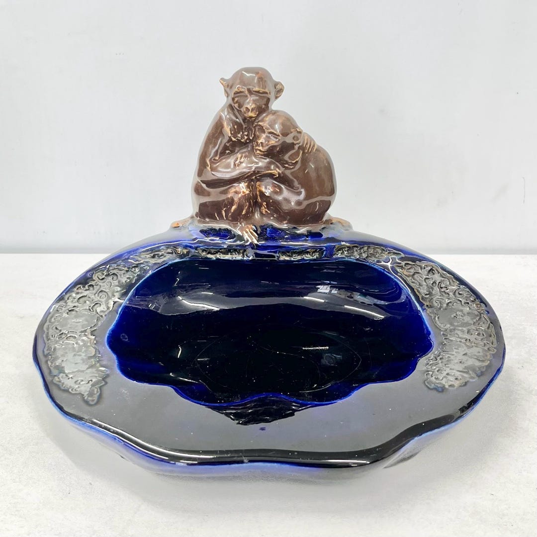 Unusual Antique 19th Century Victorian Blue Glazed Ceramic Majolica ...
