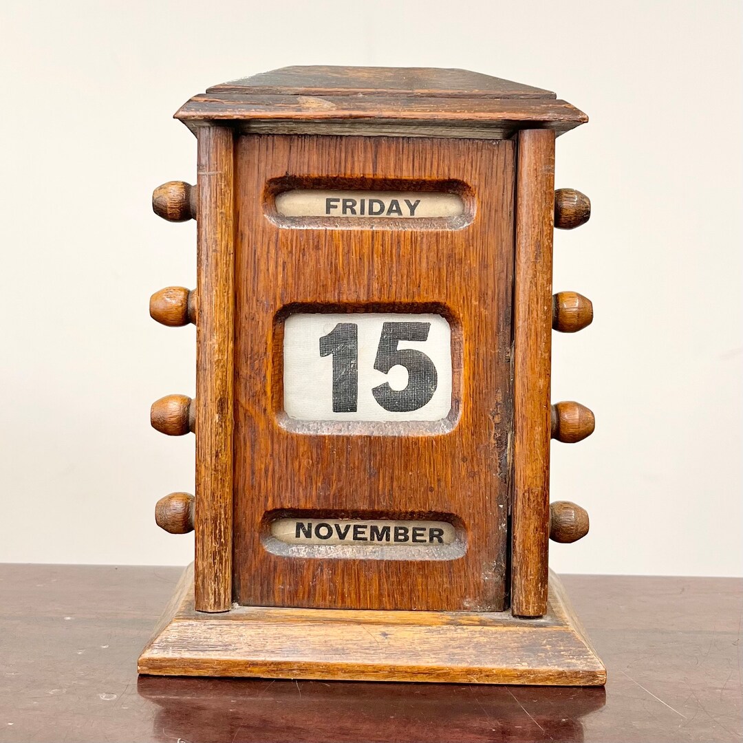 Antique Oak Perpetual Desk Top Calender C.1900 1910 Day Date - Etsy