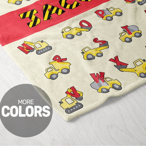 Personalized Construction Truck Alphabet Toddler Blanket | Etsy