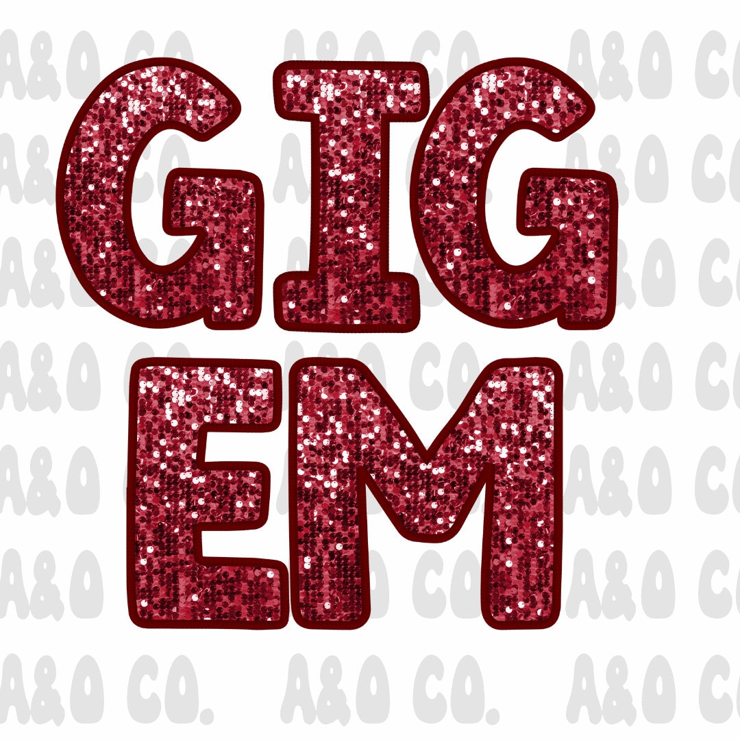 Gig Em Faux Sequins PNG| Gig Em Aggies | Aggies Faux Sequins PNG ...