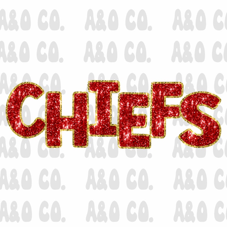 Chiefs Faux Glitter Png File | Faux Embroidery | Kansas City DTF | KC ...