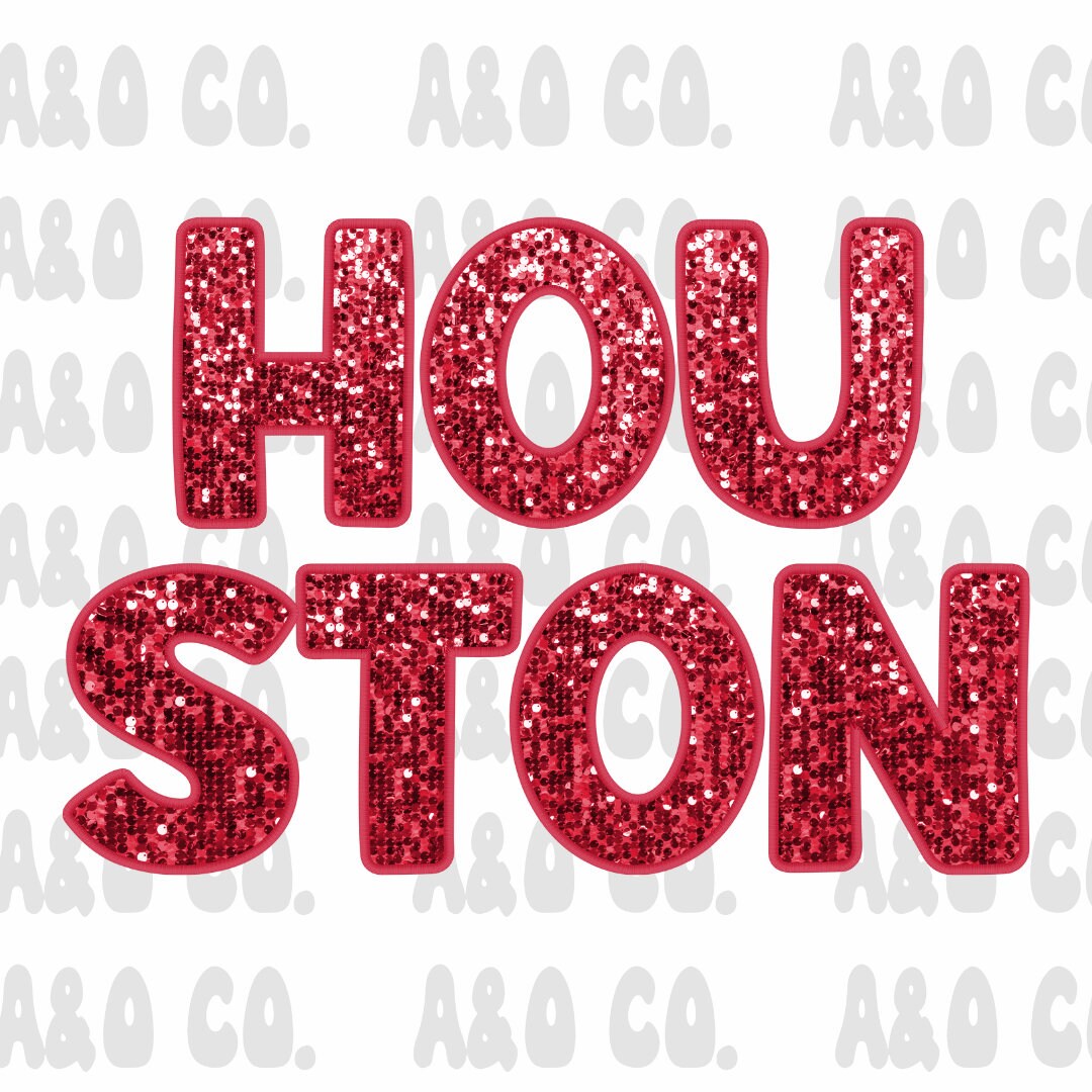 Houston Faux Glitter PNG File | Faux Embroidery | Houston Cougars DTF ...