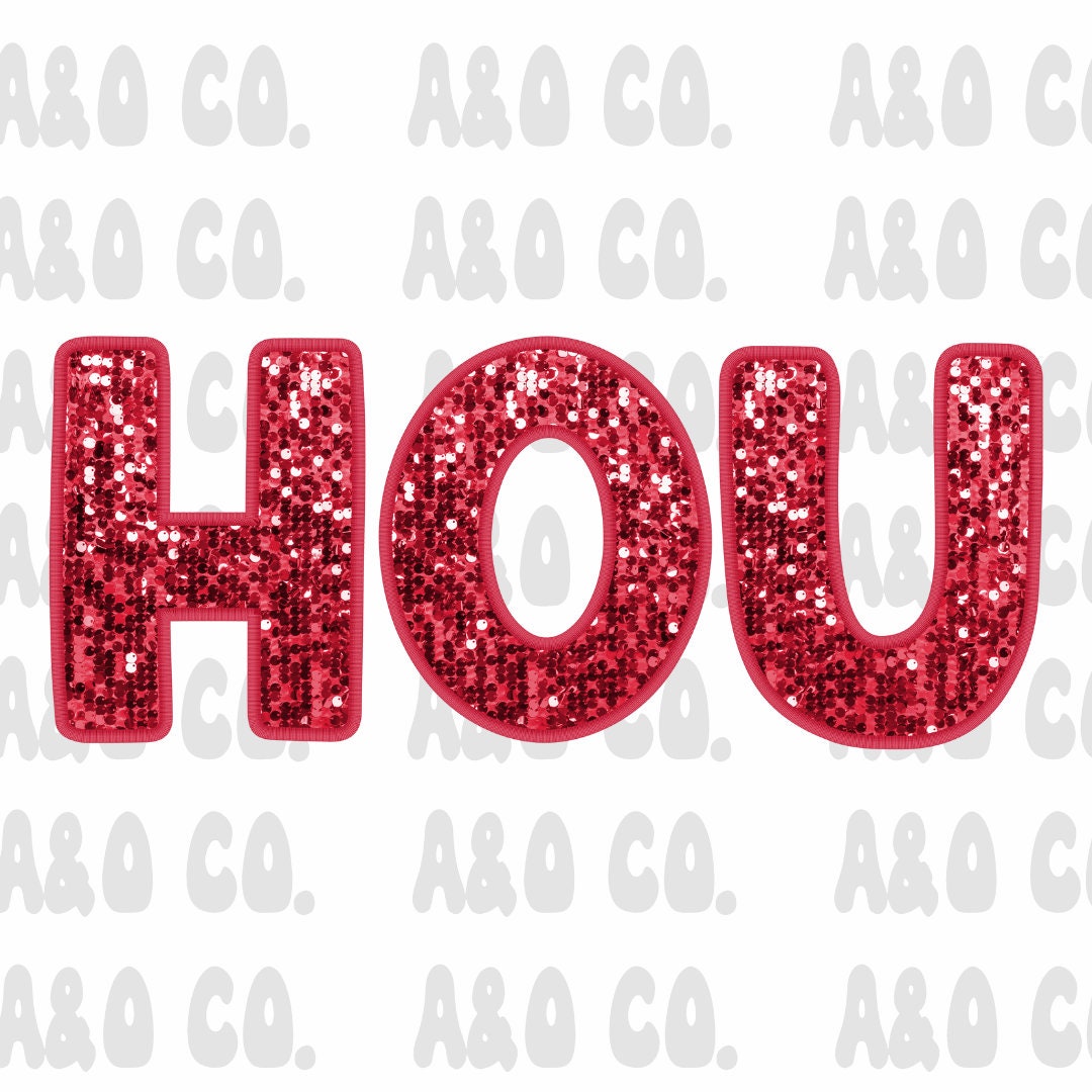 Hou Faux Glitter PNG File | Faux Embroidery | Houston Cougars DTF | Hou ...