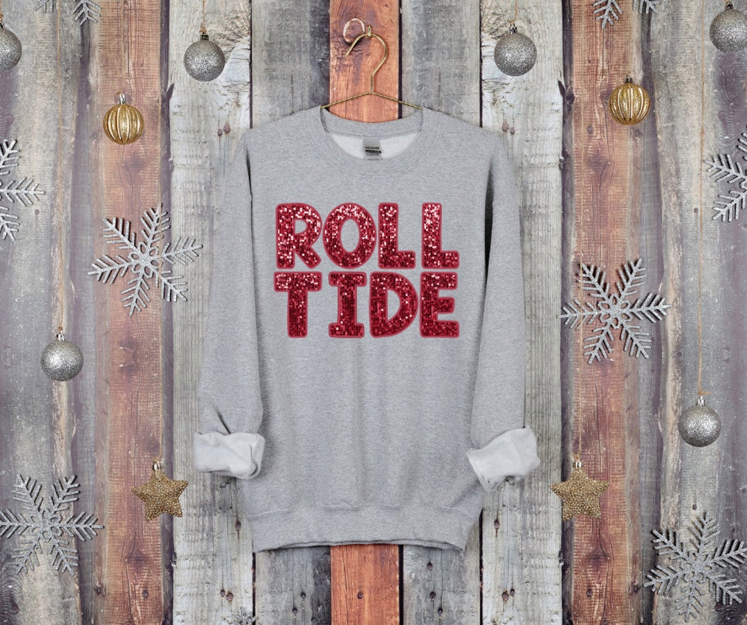 Roll Tide Faux Embroidery Sequin Sweatshirt | Glitter Bama Sweatshirts ...