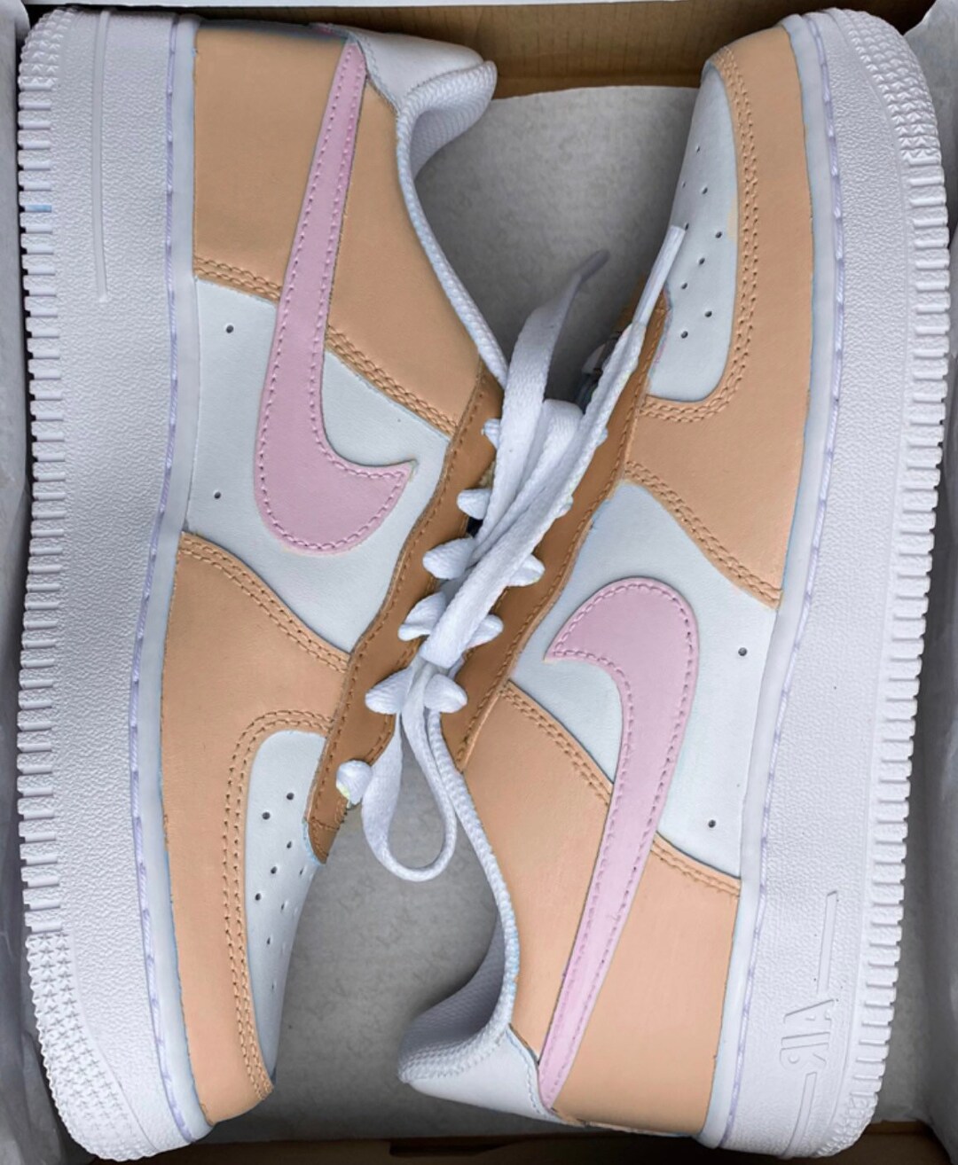 Custom Nike Air Force 1 X Orange Colour Block With Pink Tick - Etsy