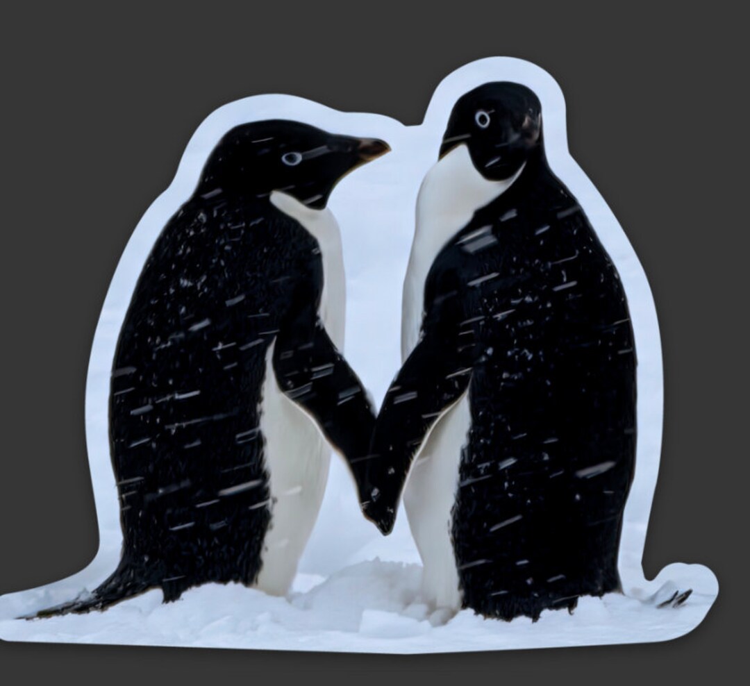 Penguin Lovebirds Vinyl Sticker: Hand-holding Penguins, UV Resistant - Etsy