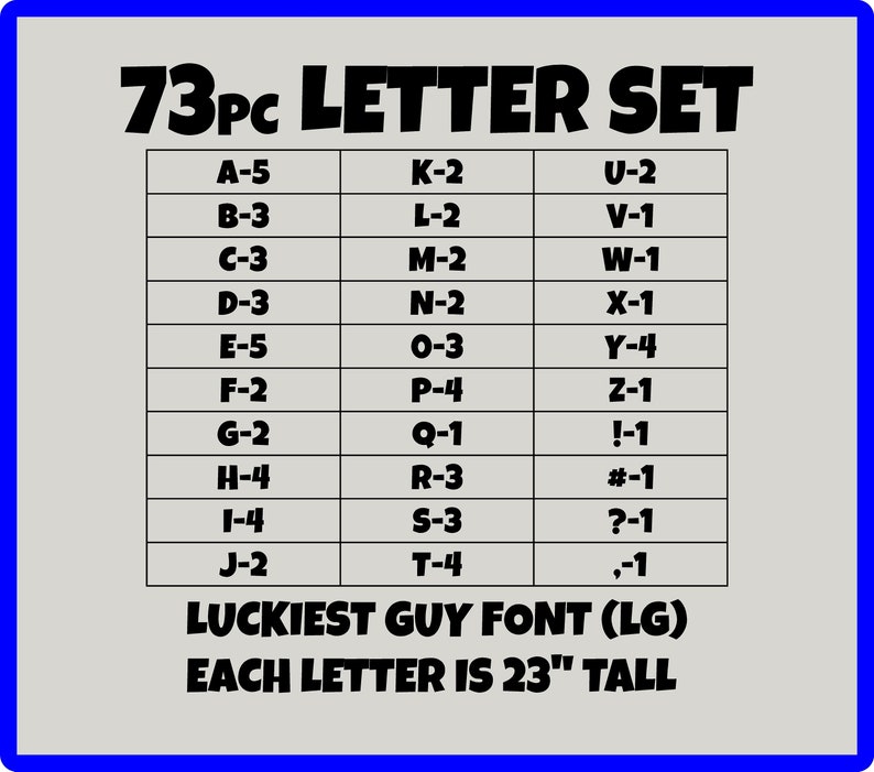 73 Piece 23" Alphabet Set Luckiest Guy Font| Yard Sign Letters | Lots ...