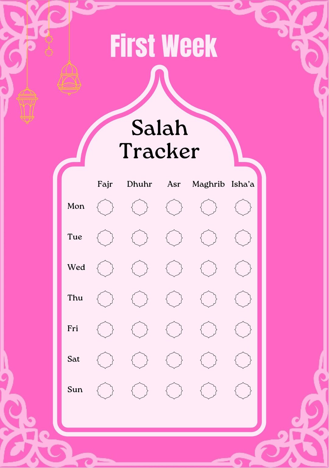 Monthly Salah Tracker Printable | Islamic Prayer Checklist PDF | Muslim ...