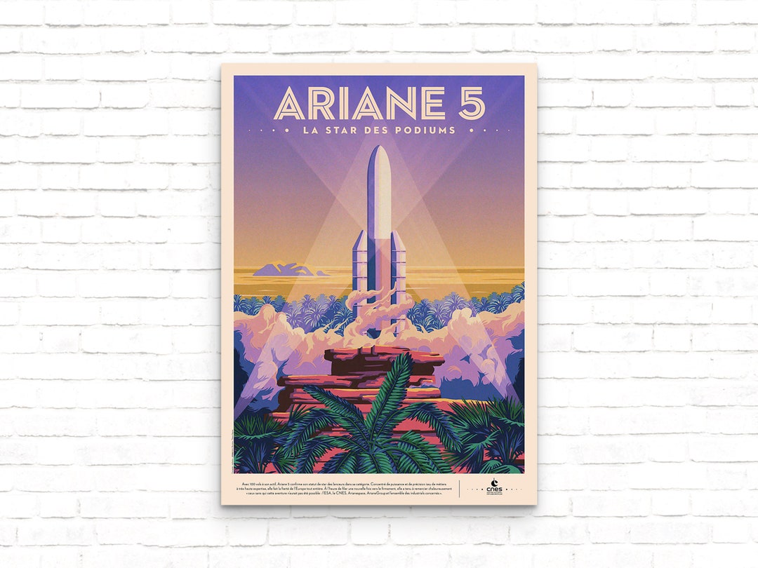 Arianespace - Ariane 5 Vintage Space Poster - Art Print - Wall Decor - Etsy